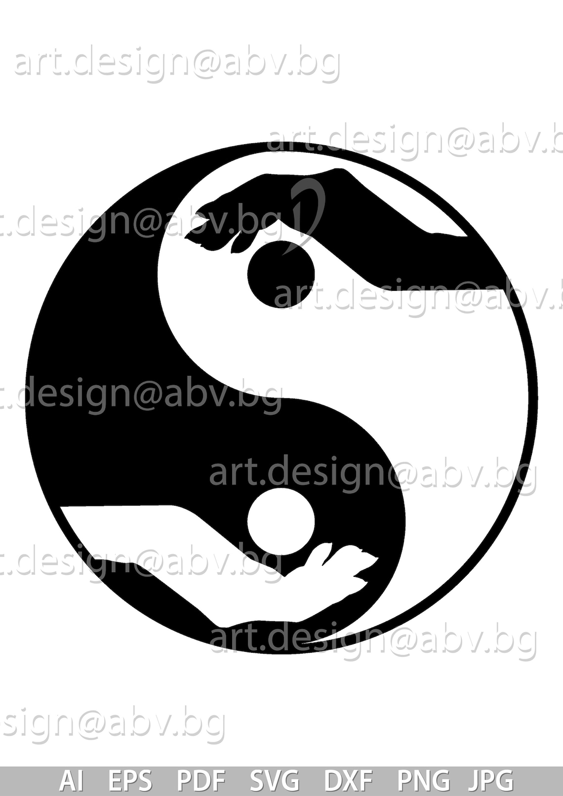 Vector YIN YANG Hands AI Eps Pdf Svg Dxf Png Jpg - Etsy India