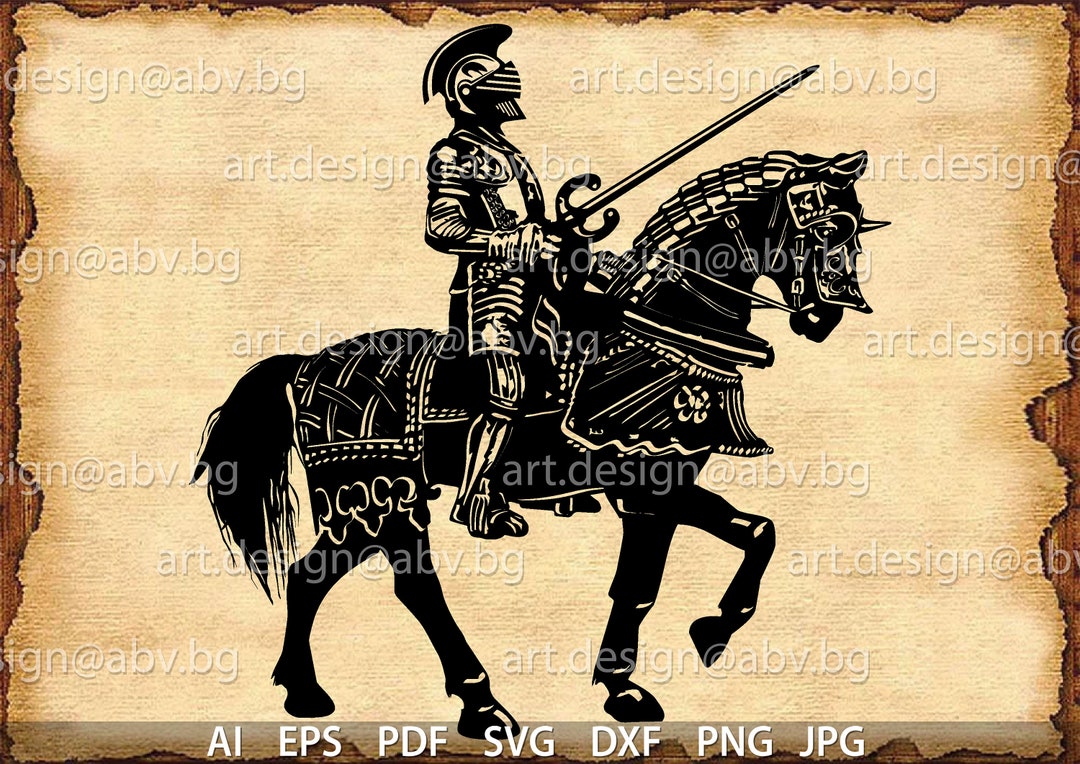 Vector KNIGHT on HORSE, SVG, Dxf, Ai, Eps, Pdf, Png, Jpg Download ...
