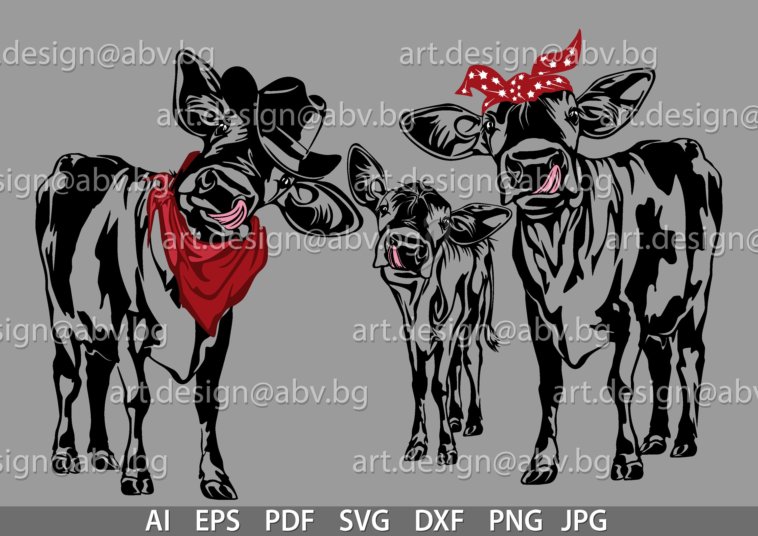 Vector COW FAMILY calf head ai png eps pdf svg dxf | Etsy