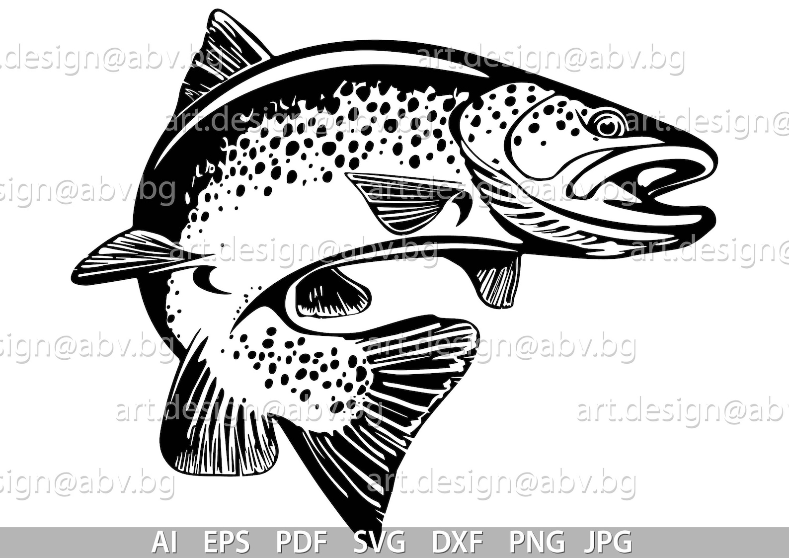 Vector TROUT Fish AI Eps Pdf Svg Dxf Png Jpg Image - Etsy