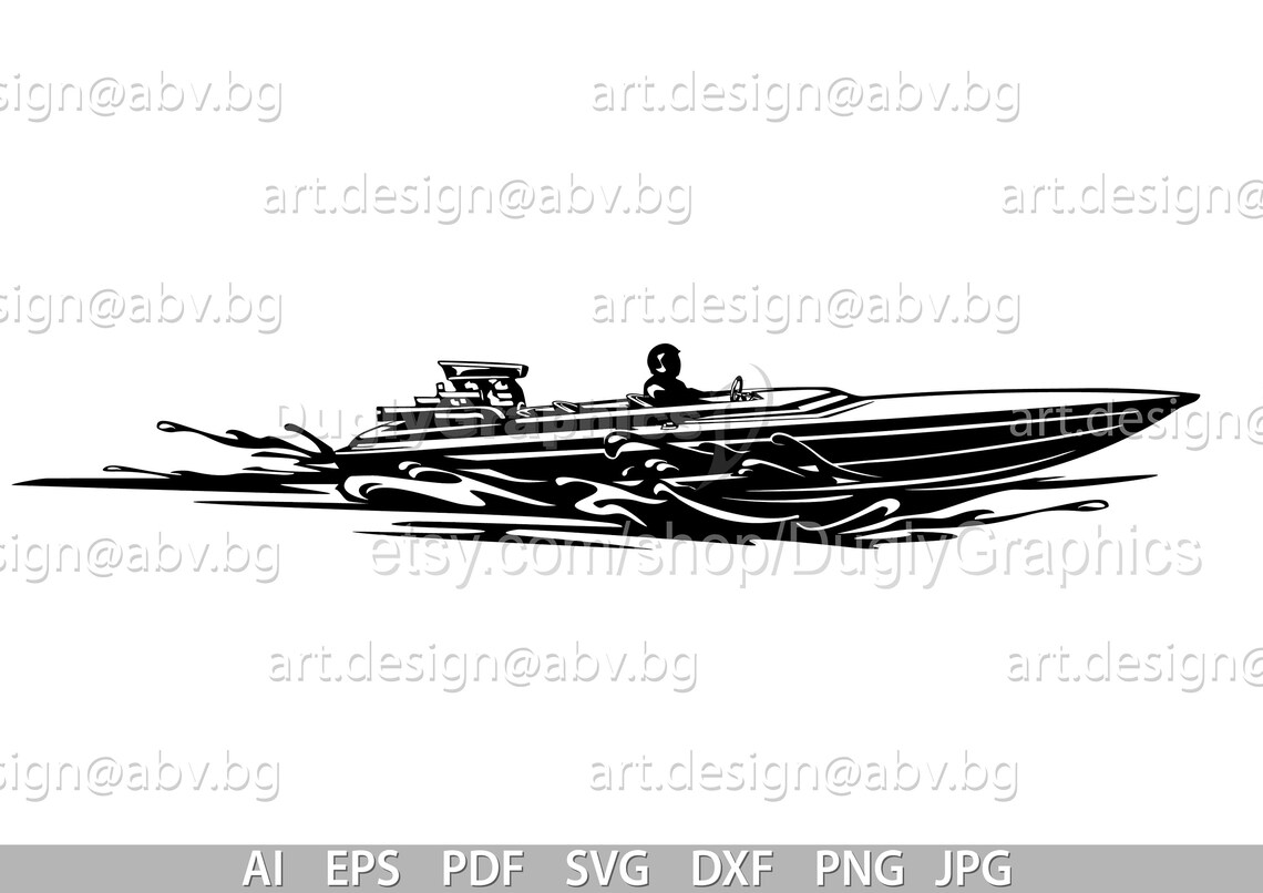 Vector DRAG BOAT Low Drag Boat Motorboat Ai Eps Svg Dxf | Etsy