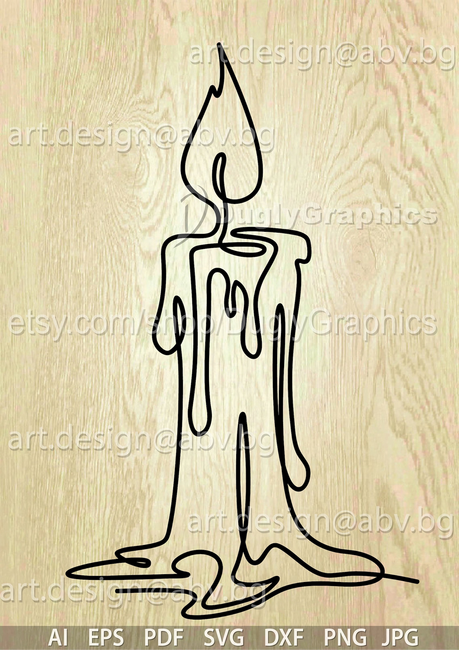 Vector CANDLE Line Art Fire Ai Eps Pdf Svg Dxf Png Jpg - Etsy