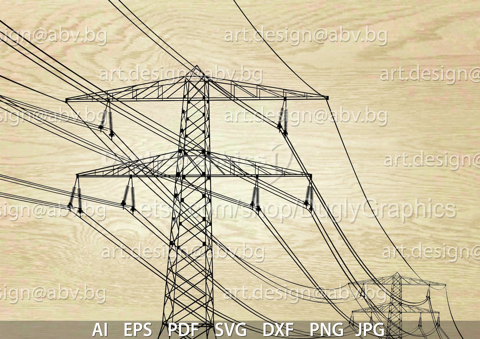 Vector POWER LINE High-voltage AI Eps Pdf Svg Dxf Png - Etsy