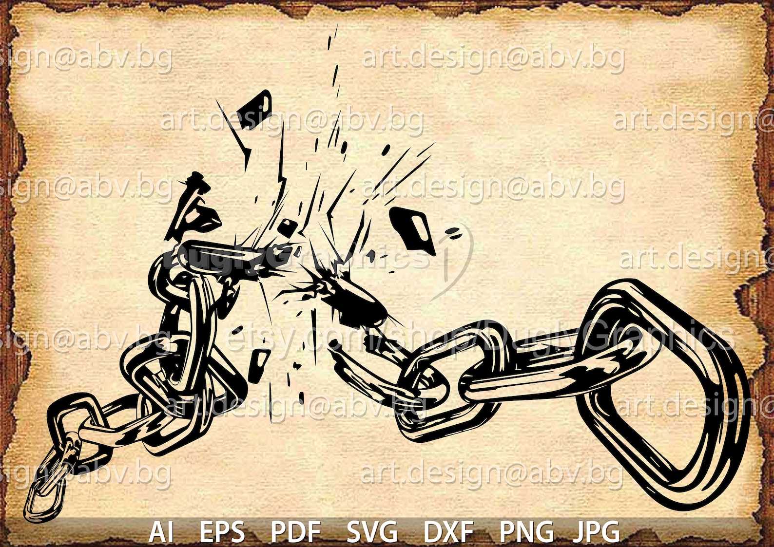 Vector BROKEN CHAINS, AI, Eps, Svg, Dxf, Pdf, Png, Jpg Download ...