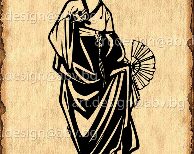 Vector GEISHA GIRL SVG Ai Eps Dxf Png Pdf Jpg Image - Etsy