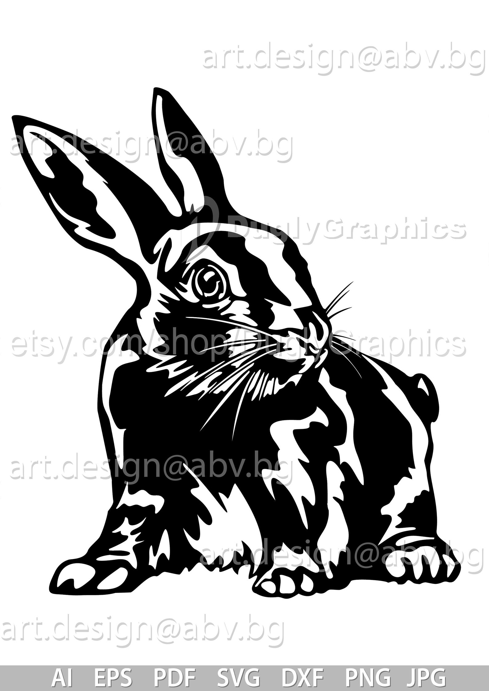 Vector RABBIT Easter AI Eps PNG Pdf Svg Dxf Jpg Download | Etsy