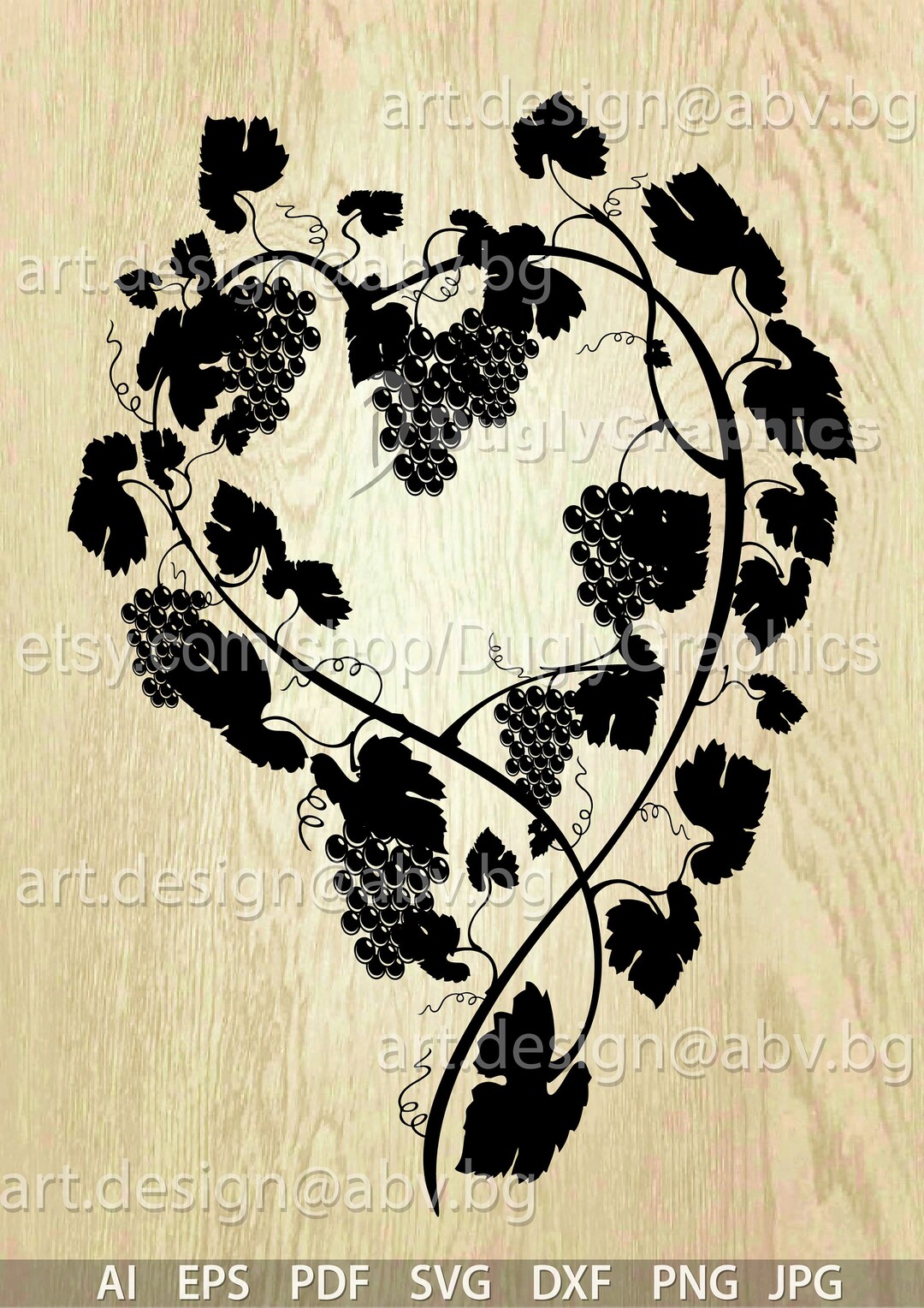 Vector GRAPE, Vine, Heart, AI, Eps, Pdf, Svg, Dxf, Png, Jpg Download - Etsy