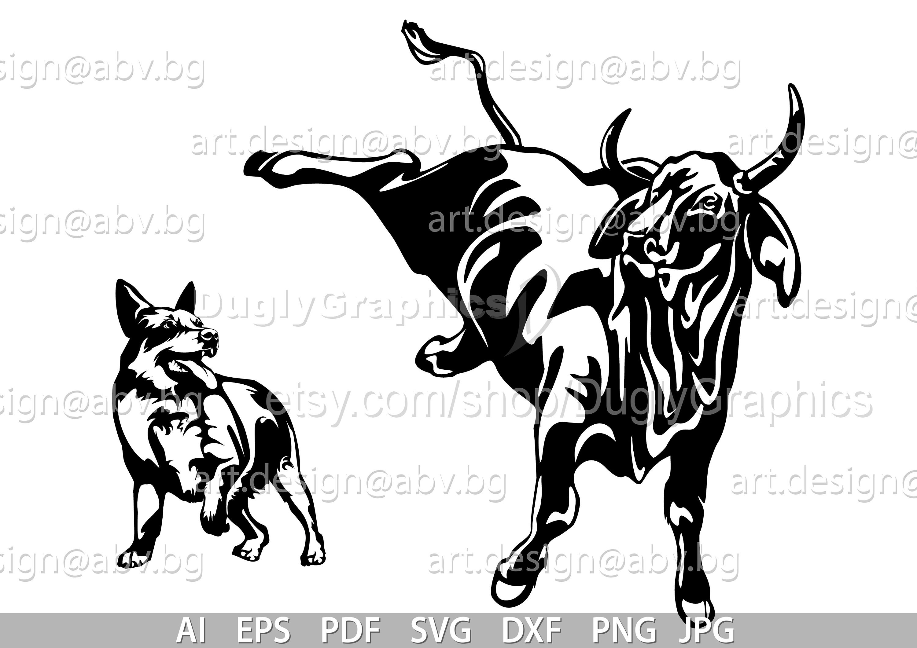 Vector COW brahman y perro AI PNG eps pdf svg dxf jpg - Etsy México