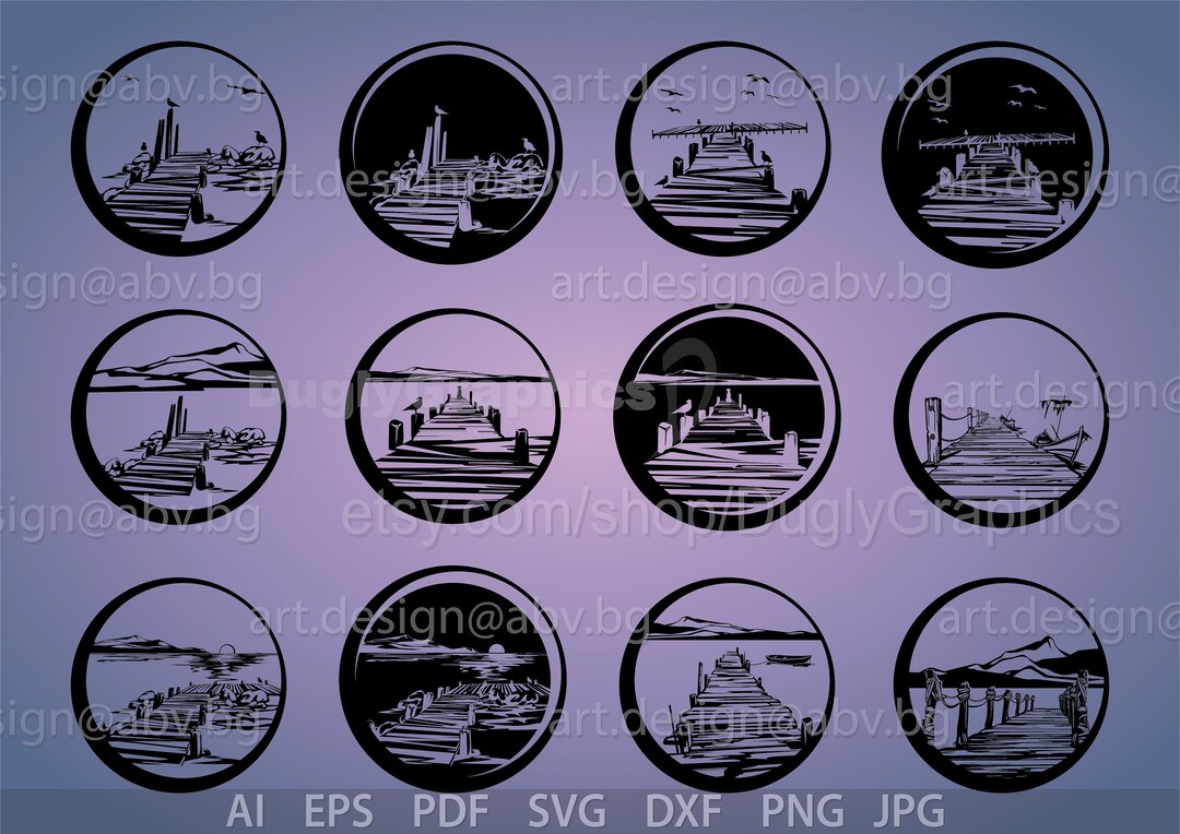 Wooden Quay Vector Art: Bird & Gull Graphic Bundle (digital Download ...