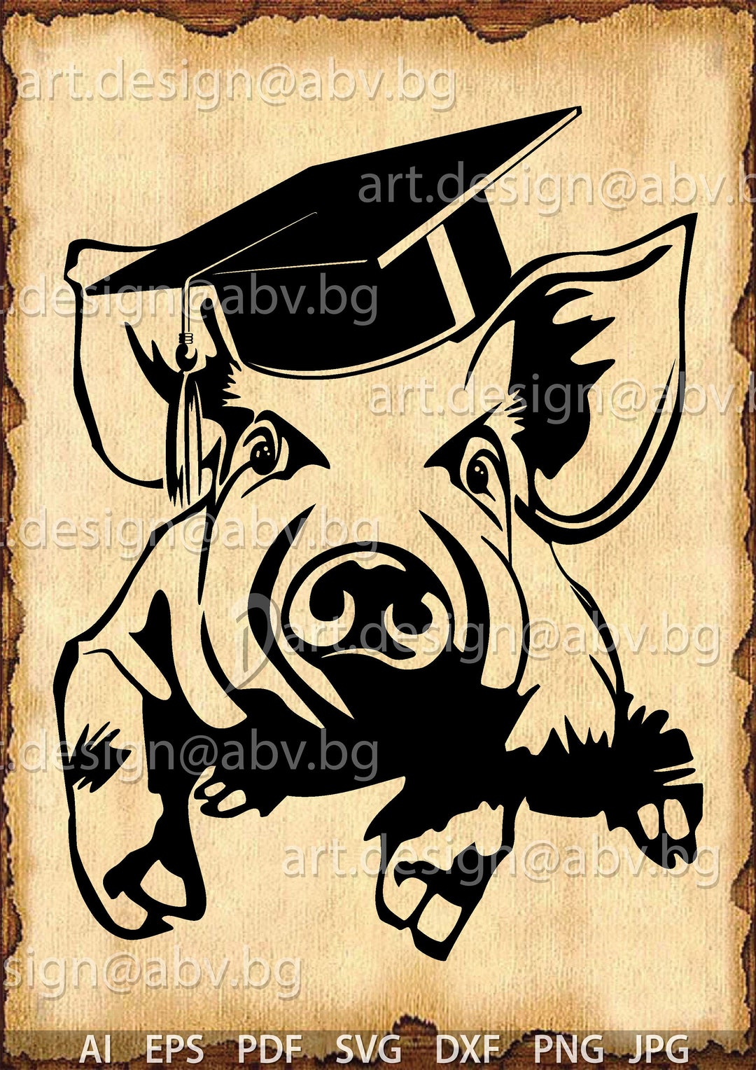 Vector PIG With GRADUATION HAT, Ai, Pmg, Eps, Pdf, Svg, Dxf, Jpg ...