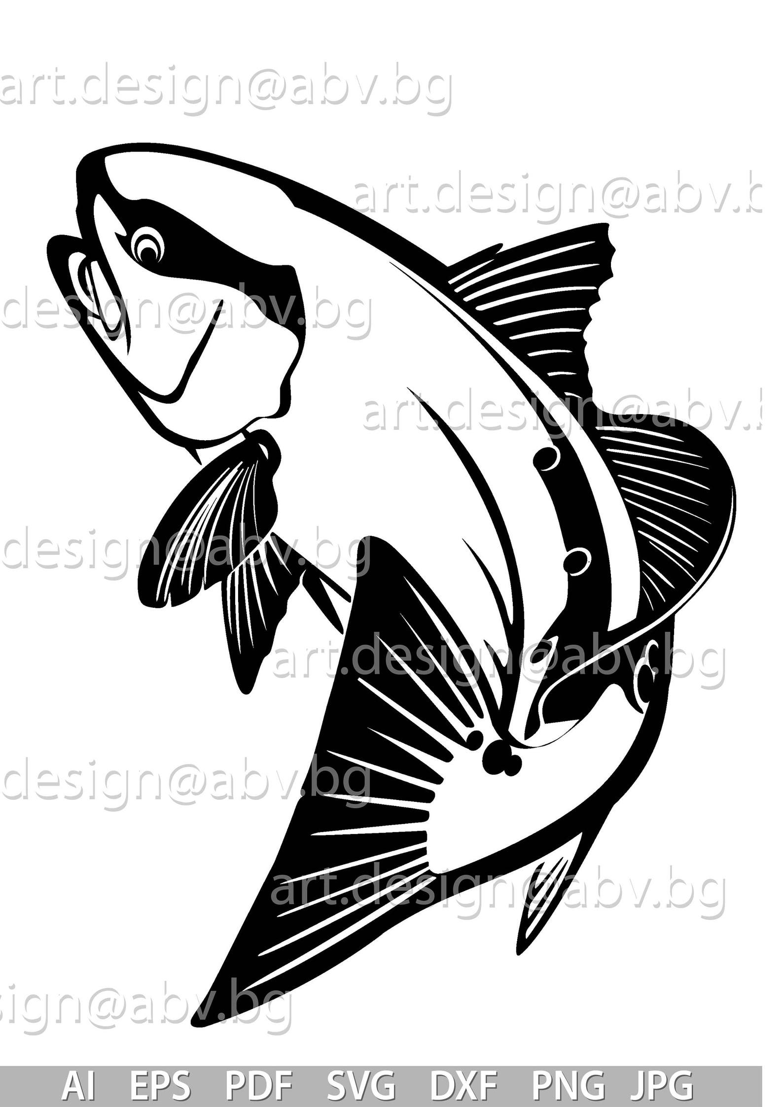 Vector RED FISH Ai Eps Pdf Png Svg Dxf Jpg Image - Etsy