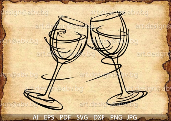 Cheers Wine Glasses Drawing