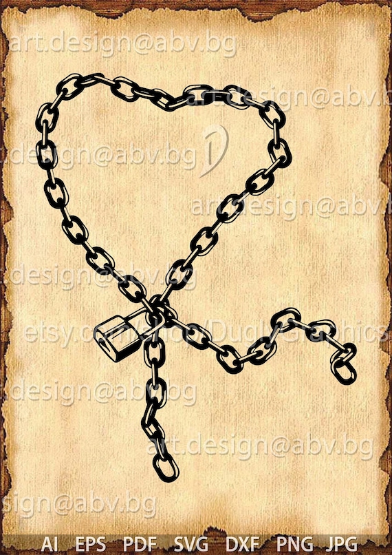 Vector CHAINS Heart Love Padlock AI Eps Svg Dxf Pdf Png Jpg | Etsy