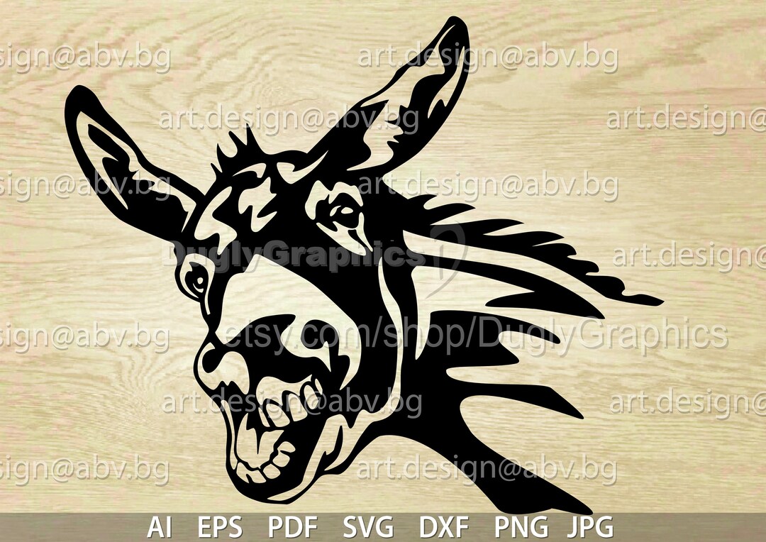 Vector ROARING DONKEY Head, Ai Eps Dxf Svg Pdf Png Jpg Download ...
