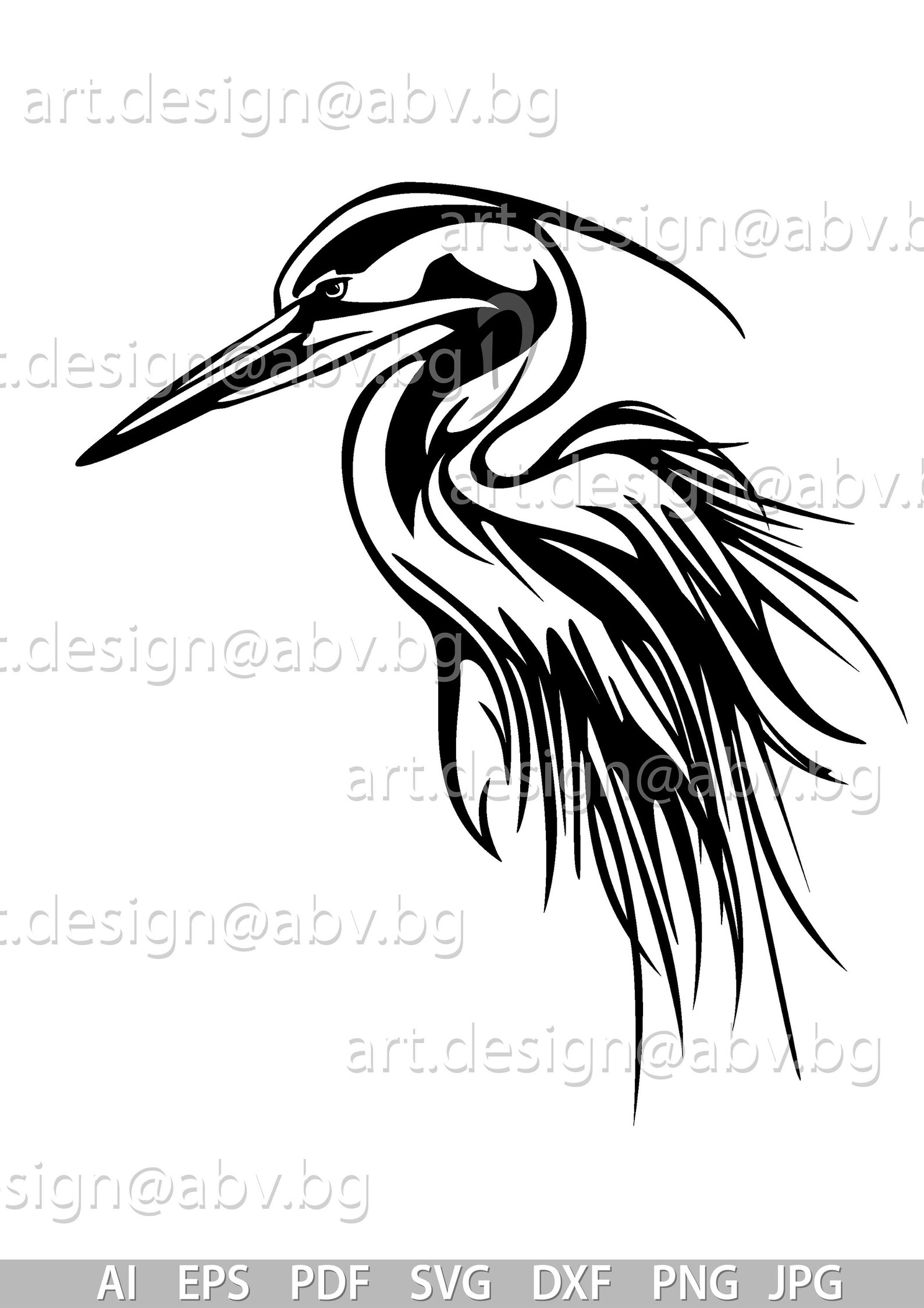 Vector HERON Heaven Bird AI PNG Eps Pdf Svg Dxf Jpg | Etsy