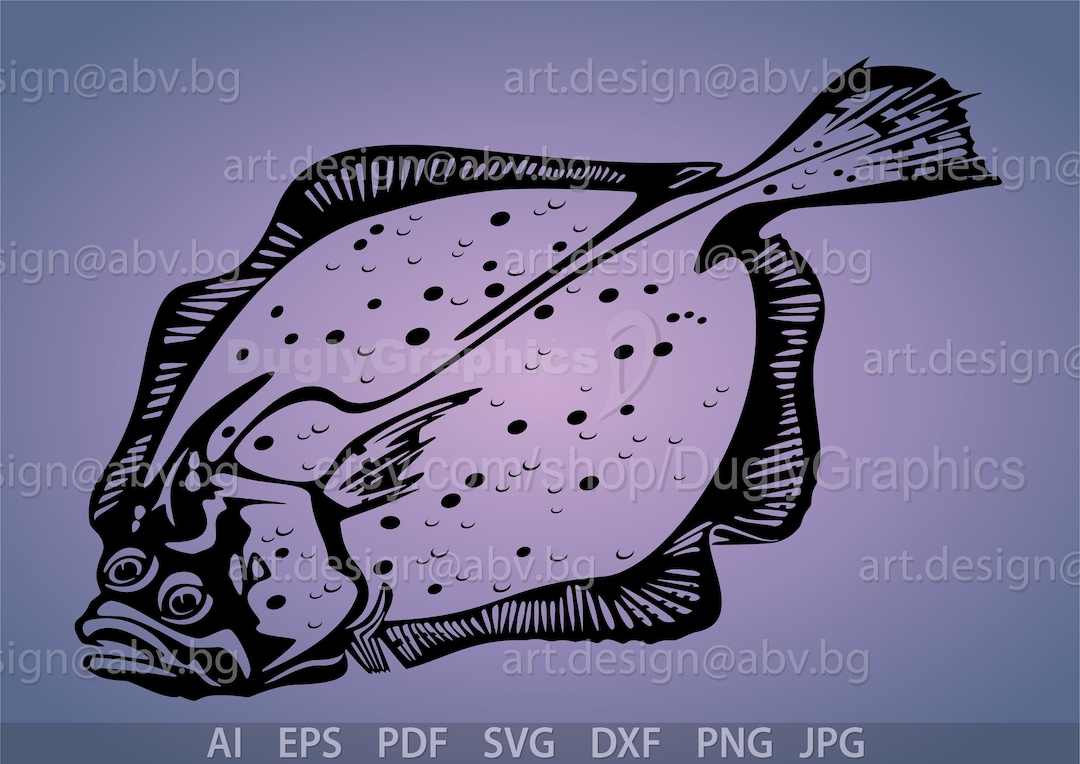Vector FLOUNDER, AI, Eps, Pdf, Png, Svg, Dxf, Jpg Image Graphic Digital ...