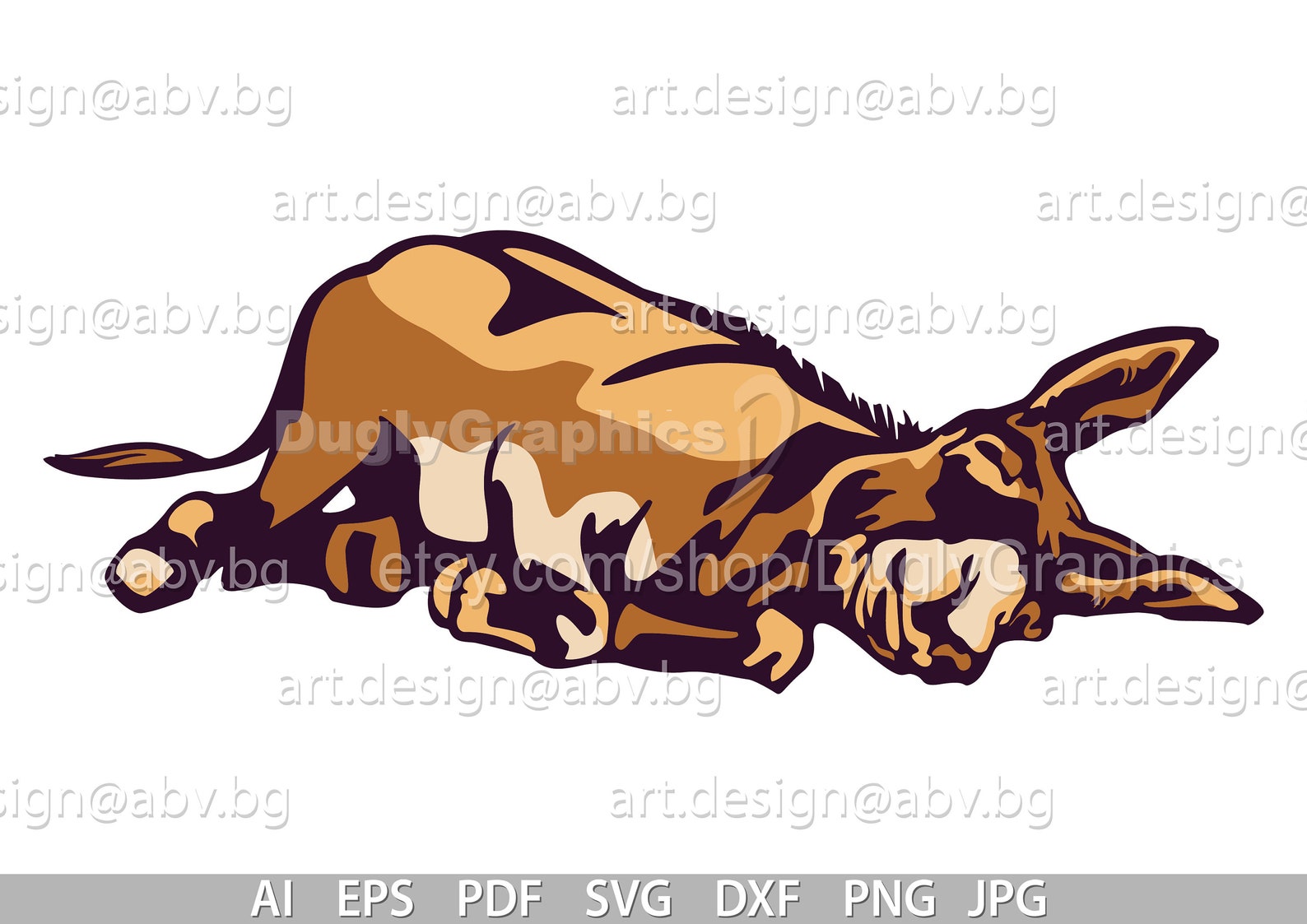 Vector SLEEPING DONKEY Colored Ai Png Eps Pdf Svg Dxf Jpg Download ...