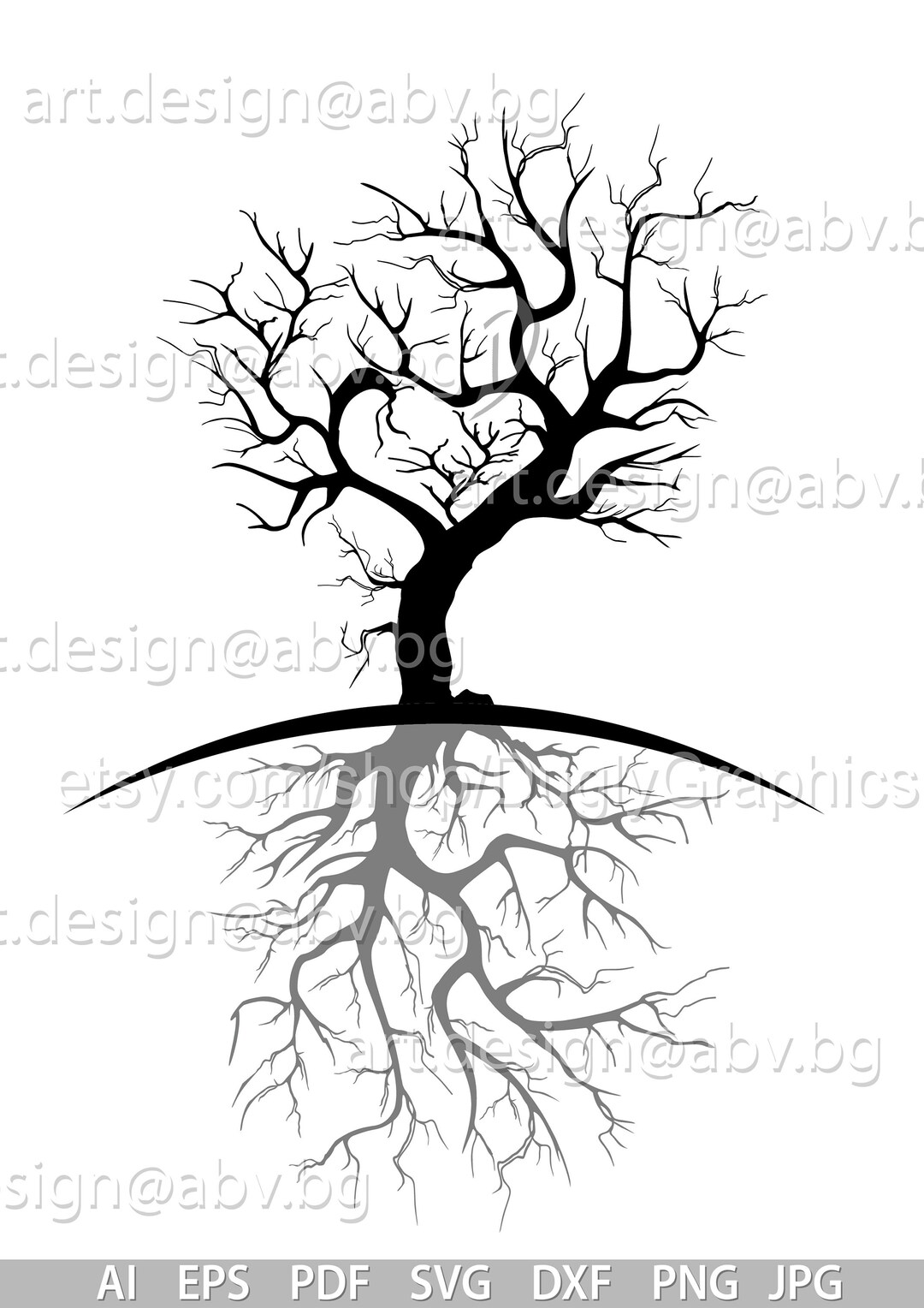 Tree and Roots Silhouette Vector Graphic (digital Download) - Etsy