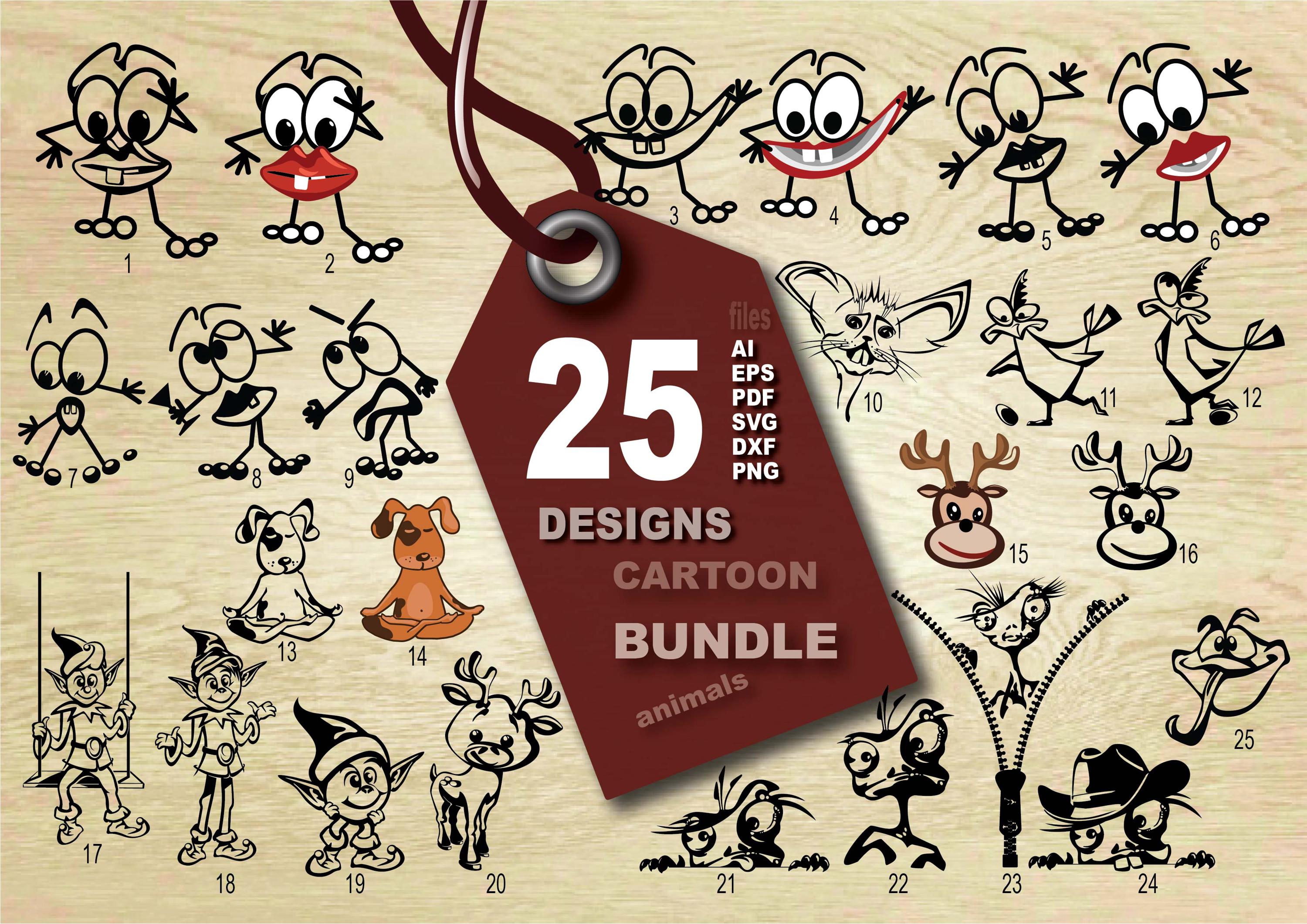 25 Cartoon Vector Graphics Bundle (digital Download) - Etsy