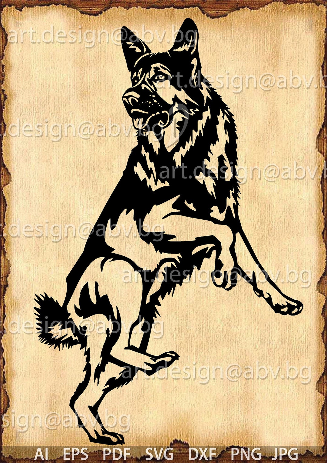 Vector DOG, Dancing German Shepherd, AI, Png, Pdf, Eps, Svg, Dxf, Jpg ...