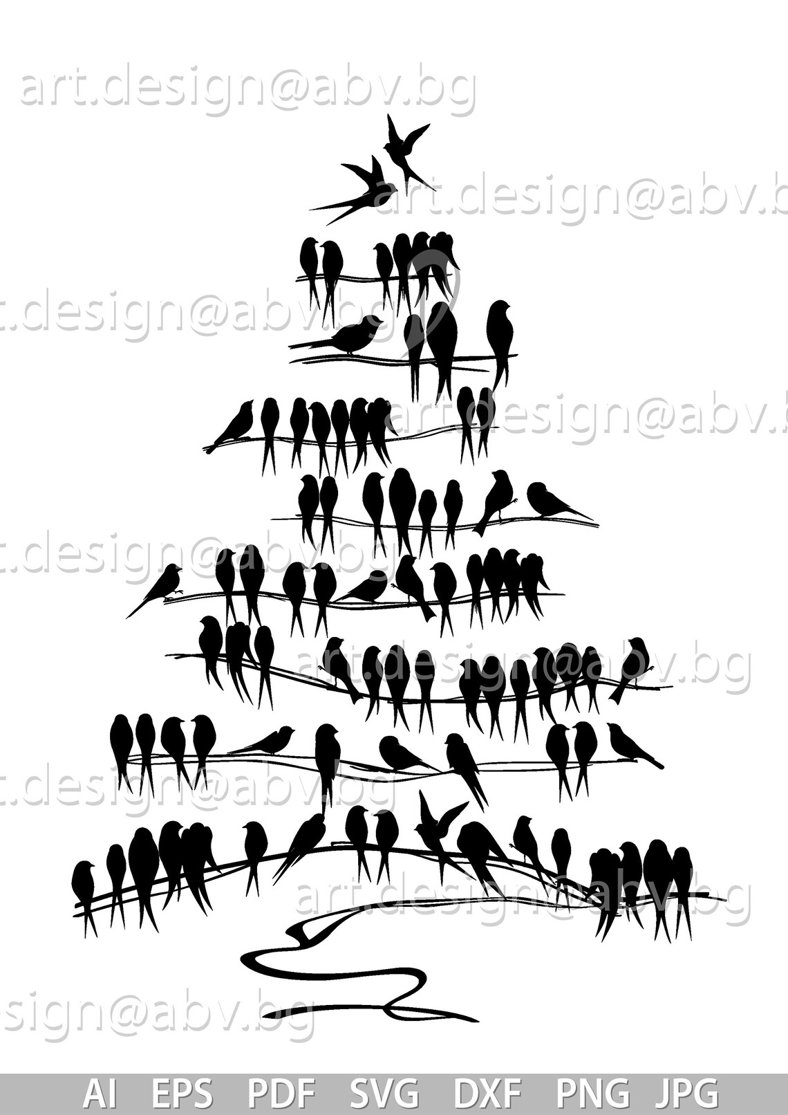 Vector BIRDS TREE ai eps pdf svg dxf png jpg instant | Etsy