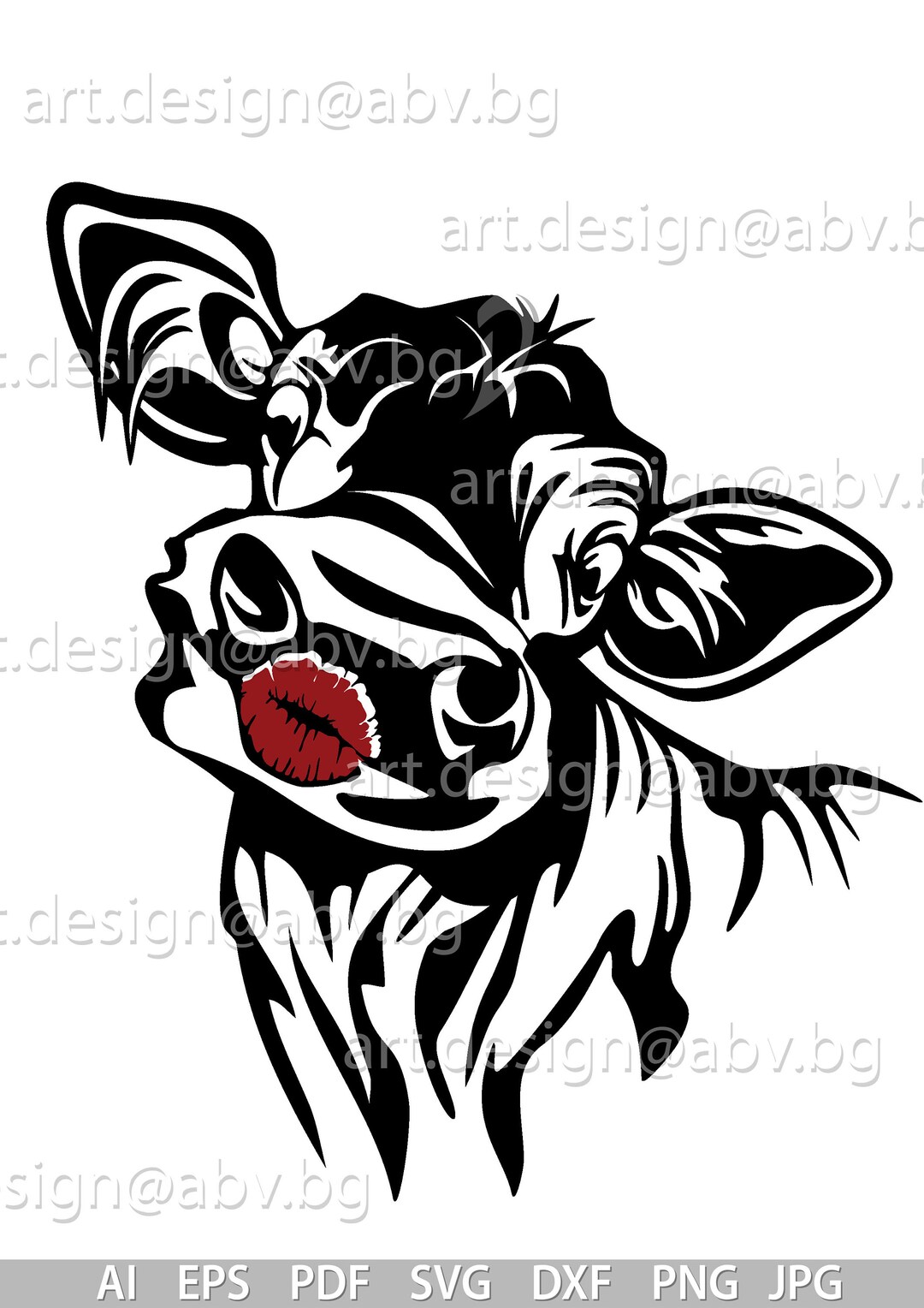 Cow Kiss Vector Art Print: Funny Heifer Graphic (digital Files) - Etsy