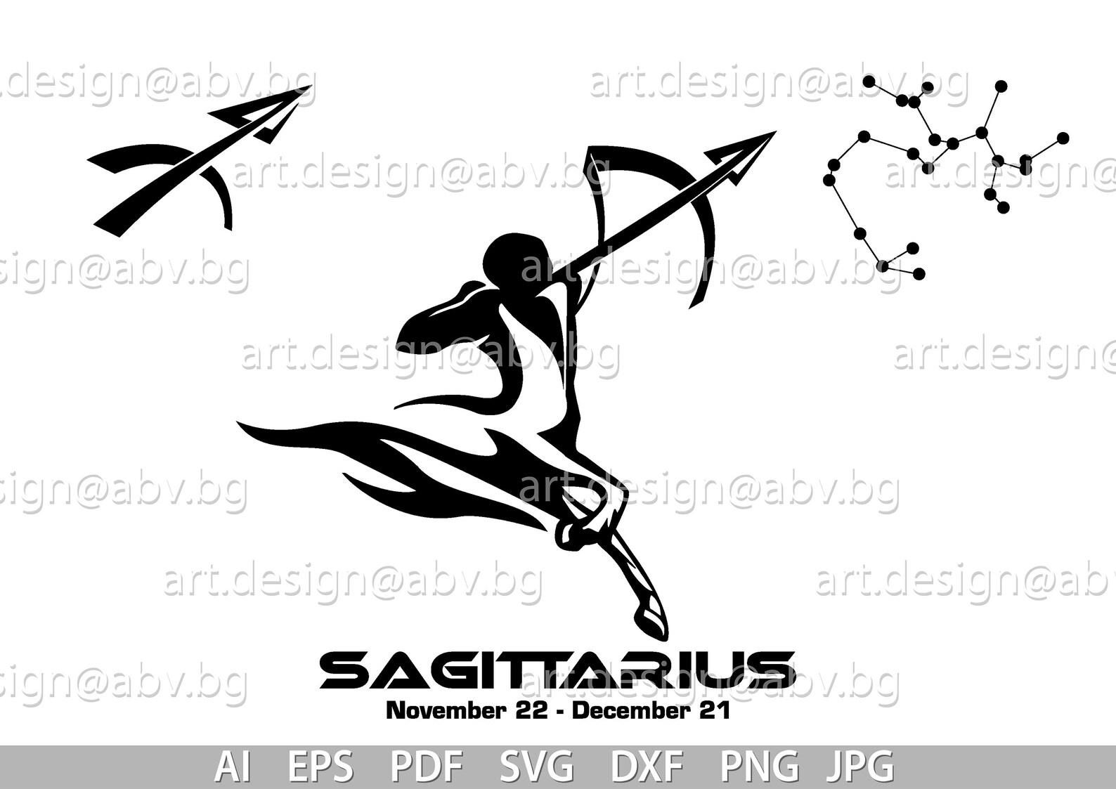 Vector ZODIAC SAGITTARIUS AI Eps Pdf Png Svg Dxf Jpg - Etsy
