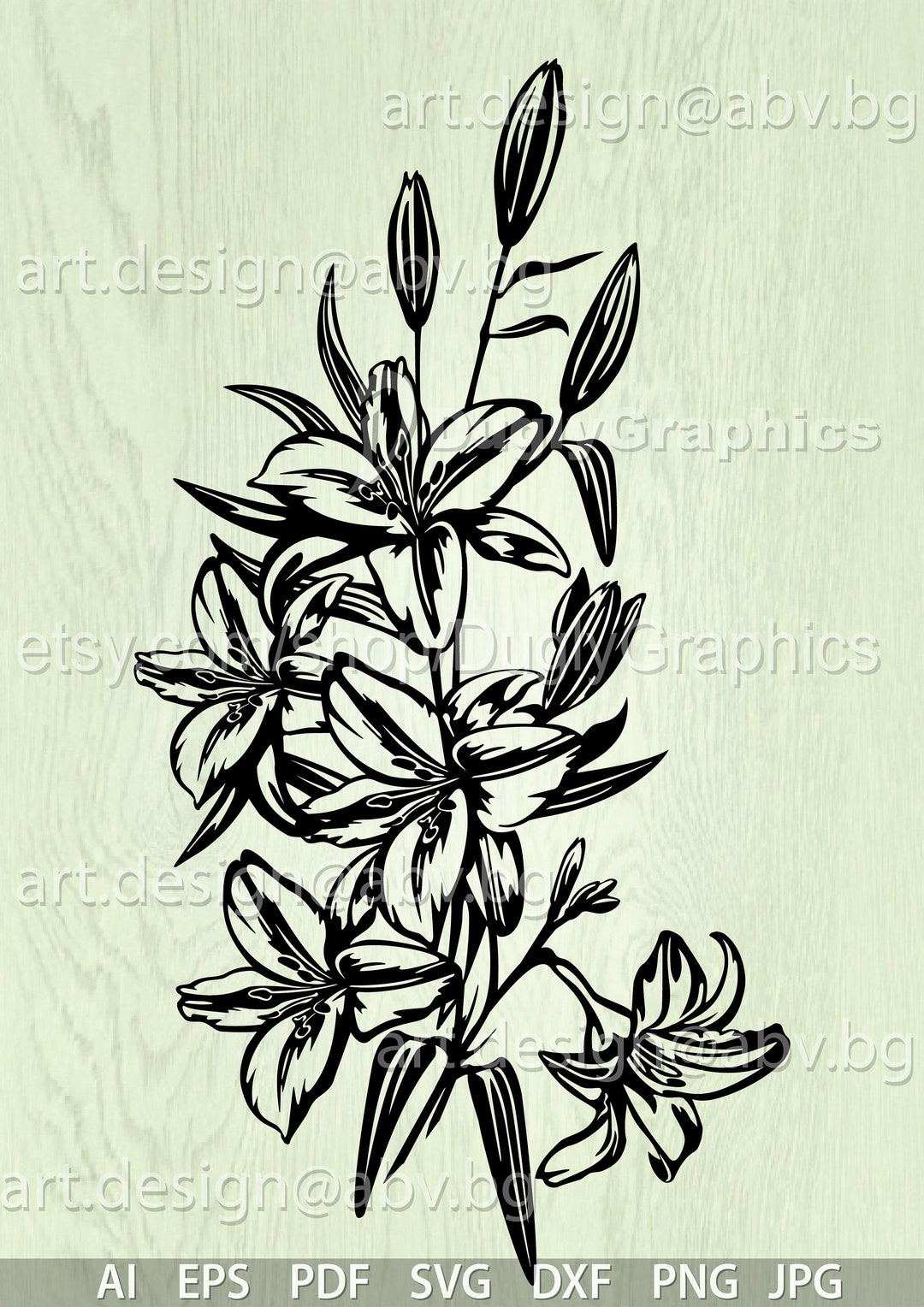 Stargazer Lily Vector: Black Floral Graphic (digital Download) - Etsy