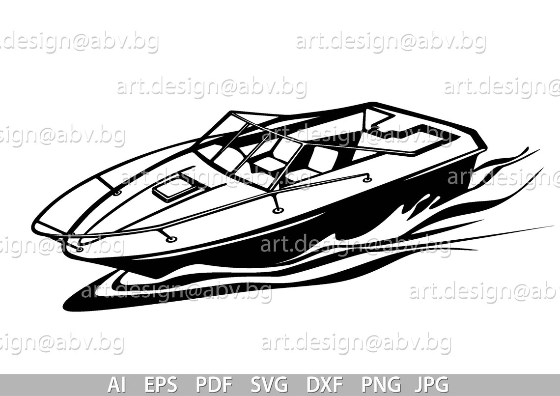 Vector BOAT Motorboat Ai Eps Svg Dxf Pdf Png Jpg - Etsy Canada