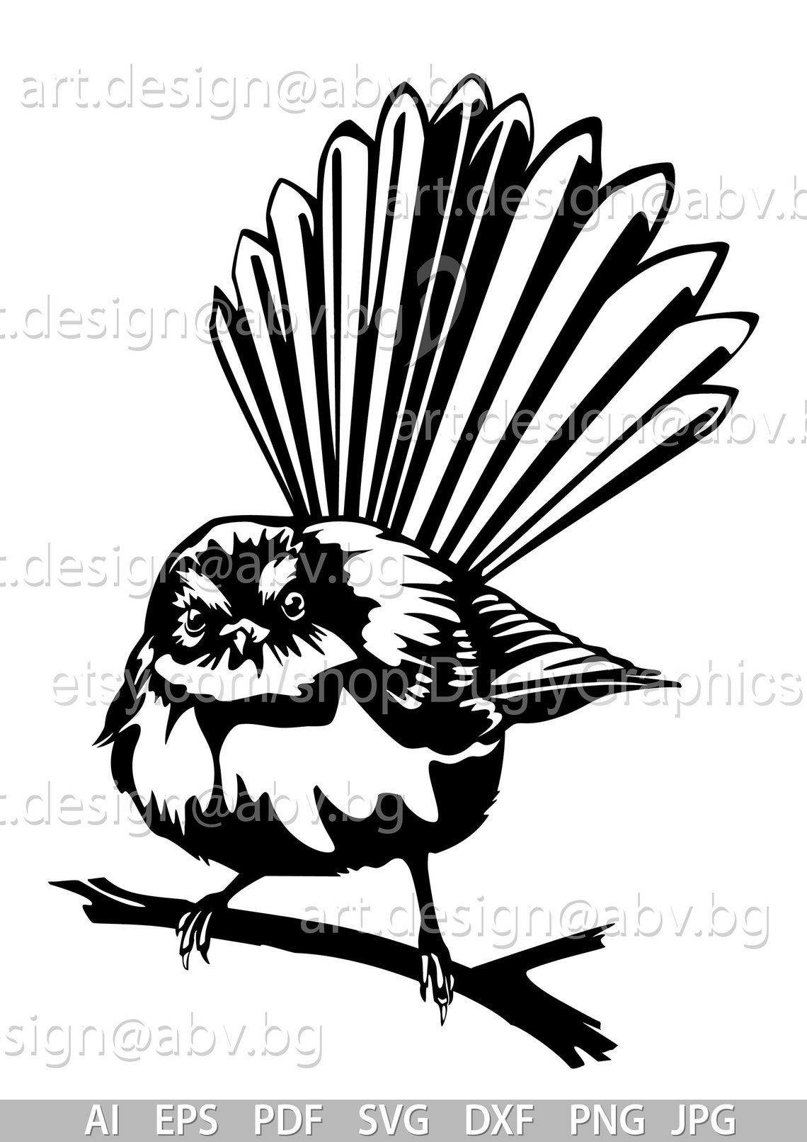 Vector FANTAIL New Zealand AI PNG Eps Pdf Svg Dxf Jpg - Etsy