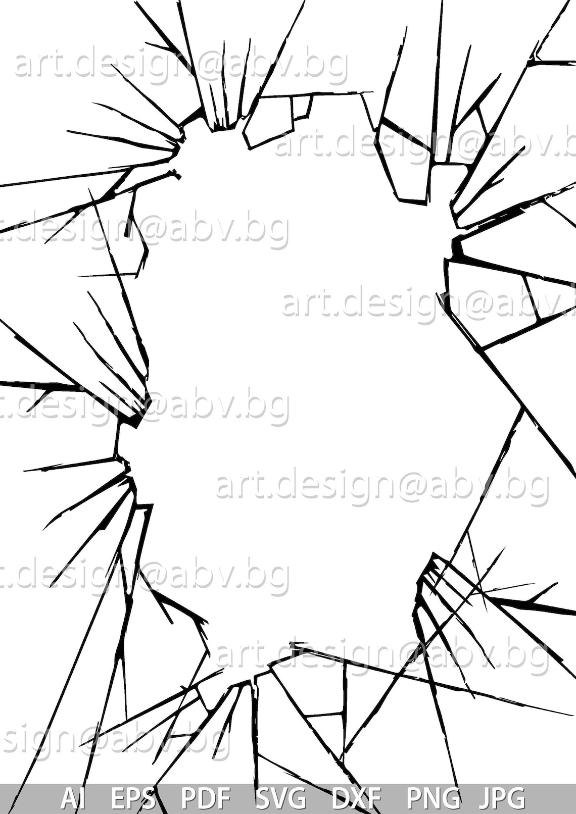 Vector BROKEN GLASS Frame AI Eps Pdf Svg Dxf Png Jpg - Etsy
