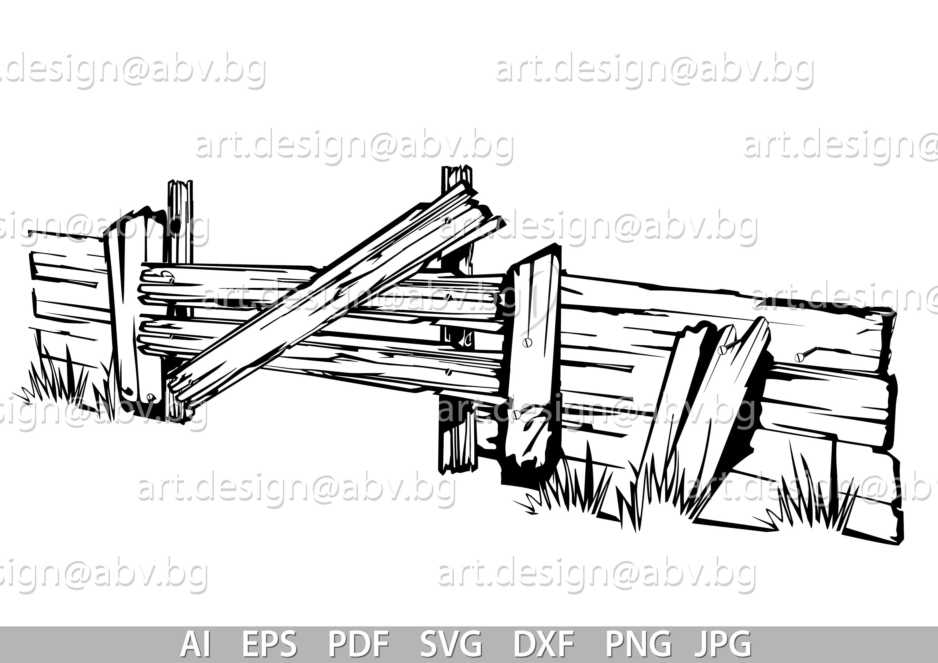 Vector WOODEN FENCE AI eps pdf png svg jpg Download | Etsy
