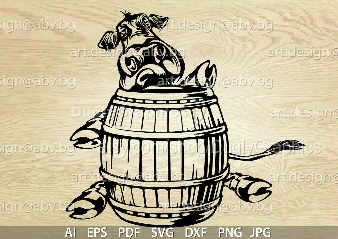 Vector Drunken COW and Wine BARREL, AI, Eps, Pdf, Svg, Dxf, Png, Jpg ...