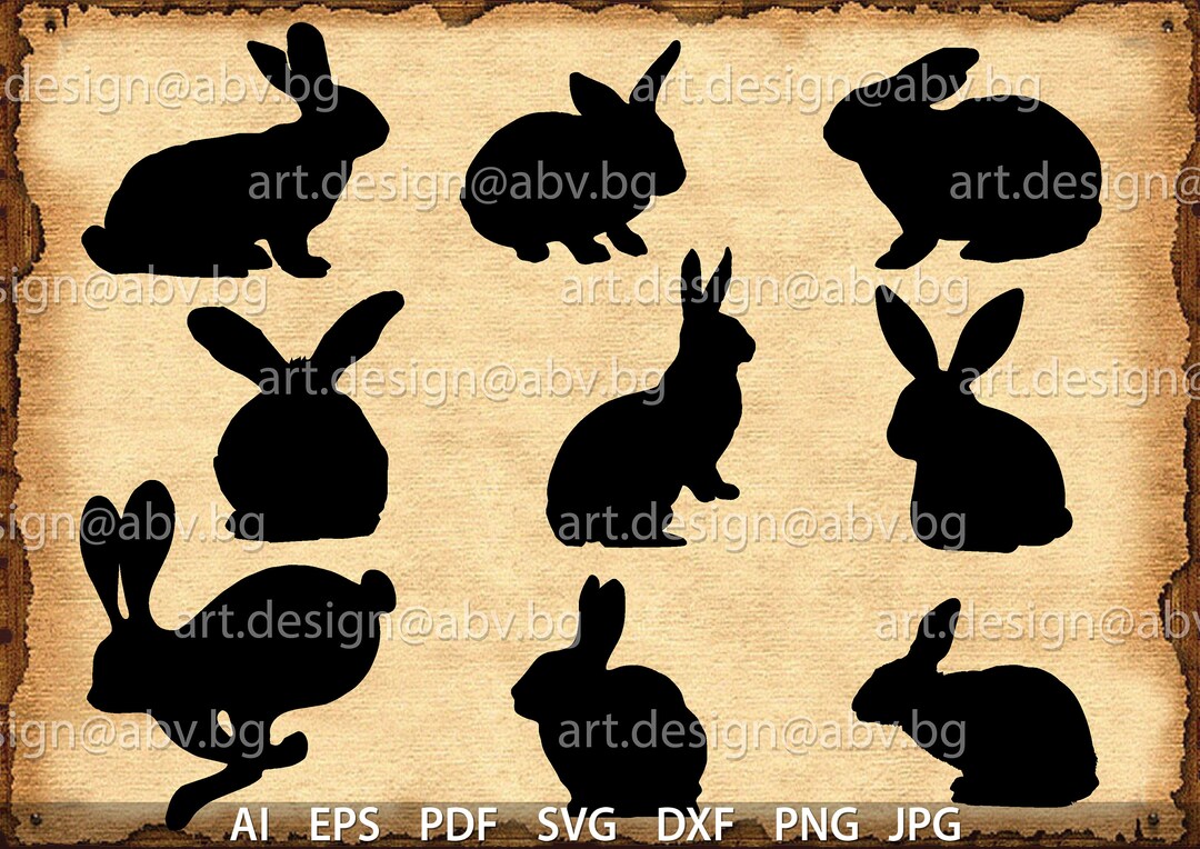 Vector 9 RABBITS BUNDLE, AI, Eps, Pdf, Svg, Dxf, Png, Jpg Download ...