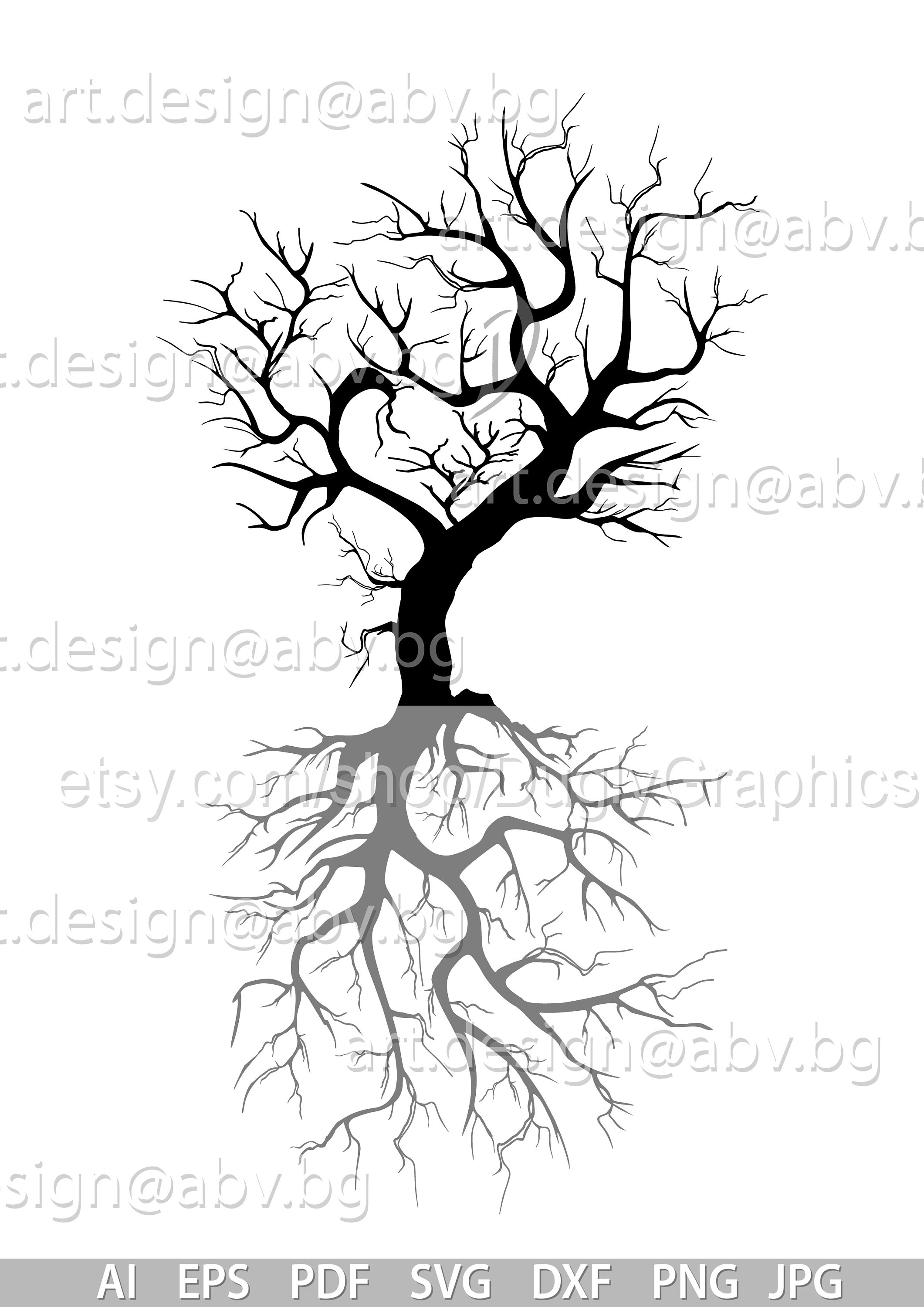 Dead Tree Silhouette With Roots