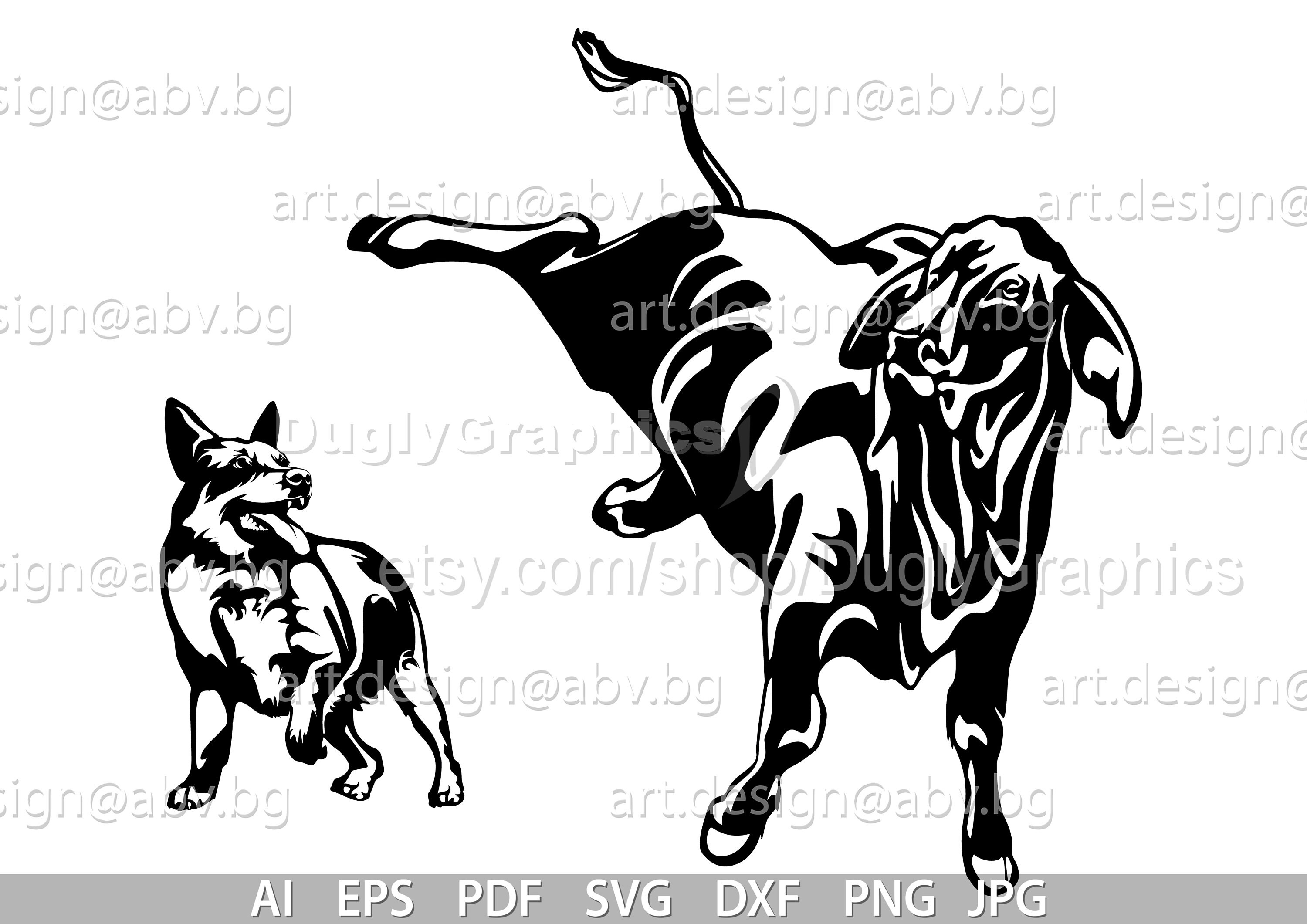 Vector COW Brahman and Dog AI PNG Eps Pdf Svg Dxf Jpg - Etsy Australia