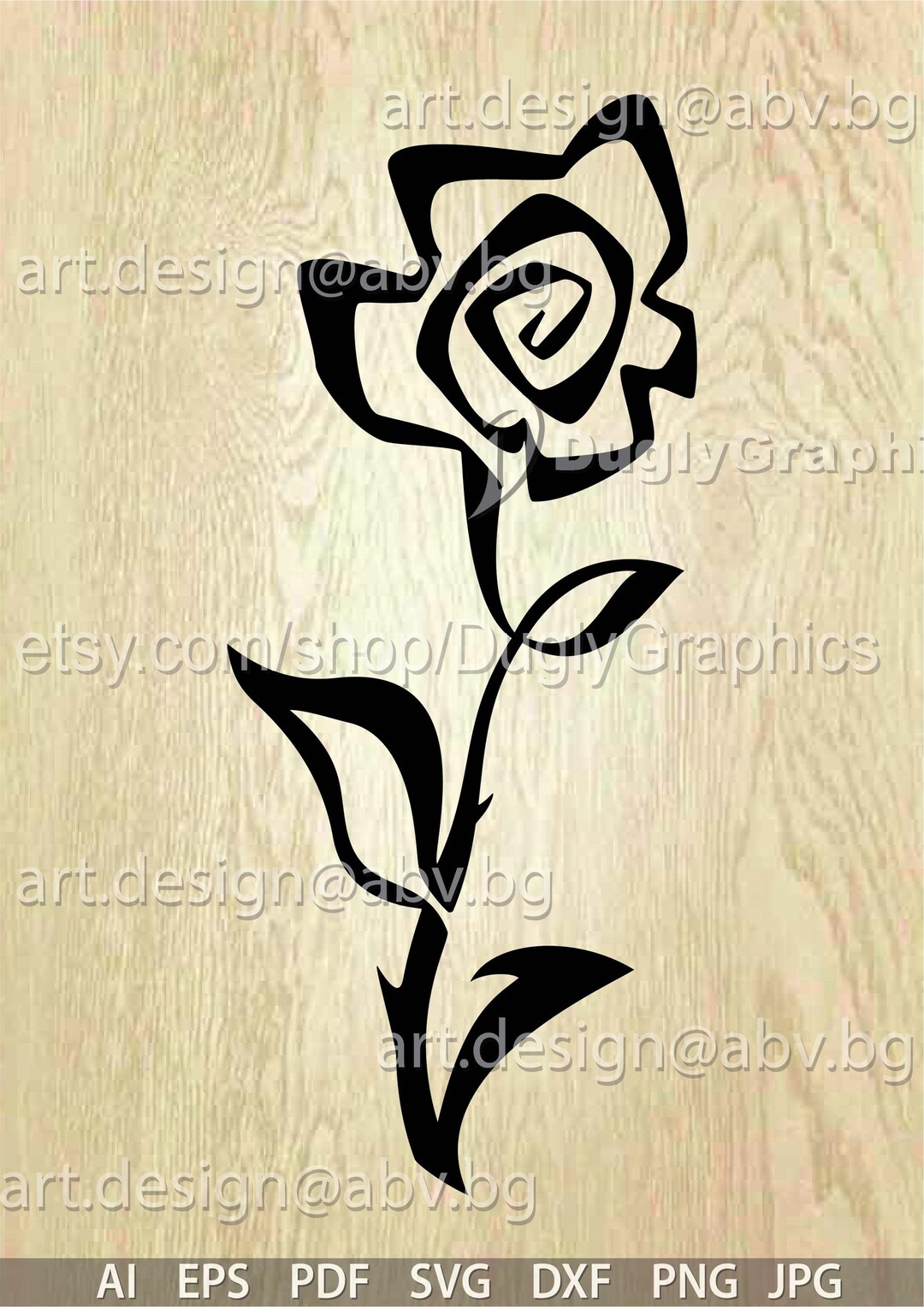 Vector Rose Image (ai, Eps, Pdf, Svg, Dxf, Png, Jpg) (digital Download ...