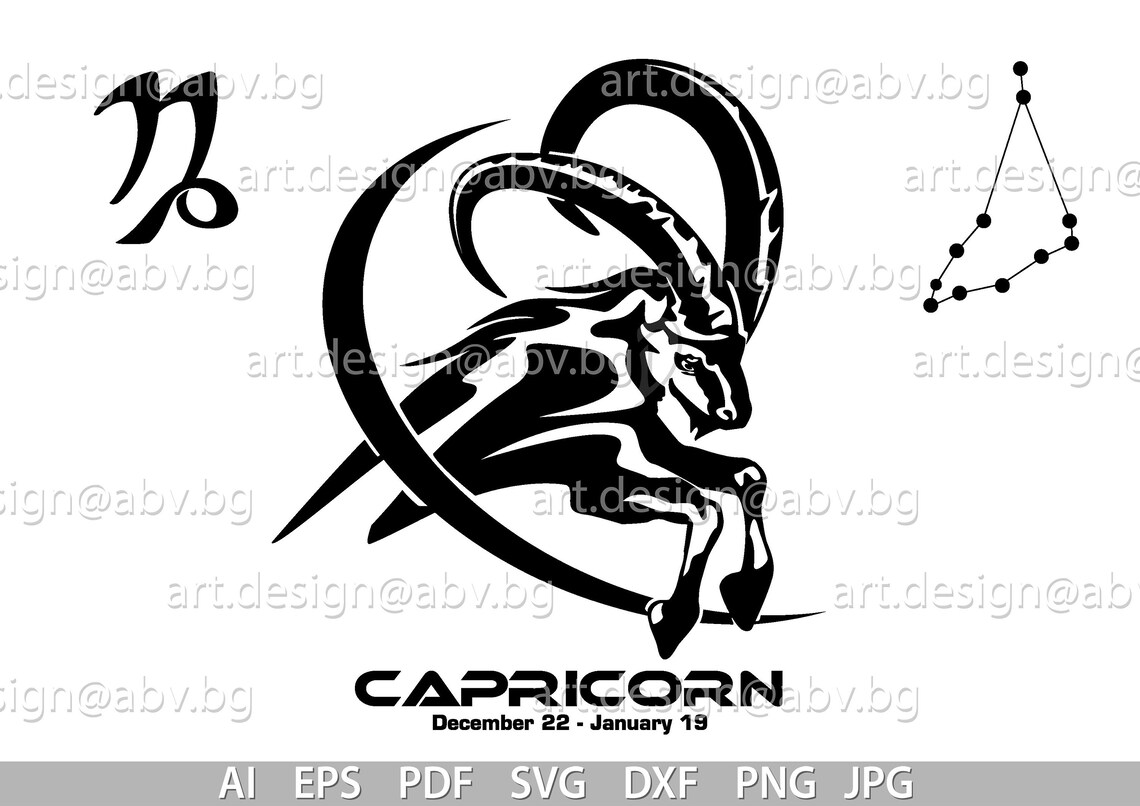 Vector ZODIAC-CAPRICORN AI Eps Pdf Svg Dxf Png Jpg - Etsy