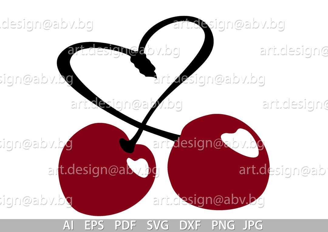 Cherries Heart Vector Graphic (digital Download) - Etsy
