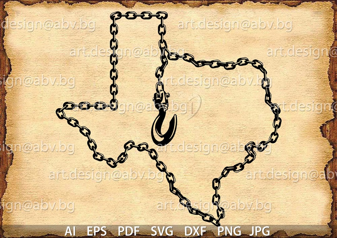 Vector TEXAS MAP Chain With Hook Ai Eps Pdf Png Svg - Etsy