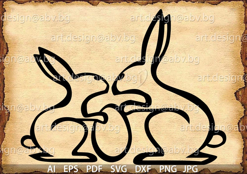 Vector RABBITS With Egg AI Eps Png Pdf Svg Dxf Jpg | Etsy