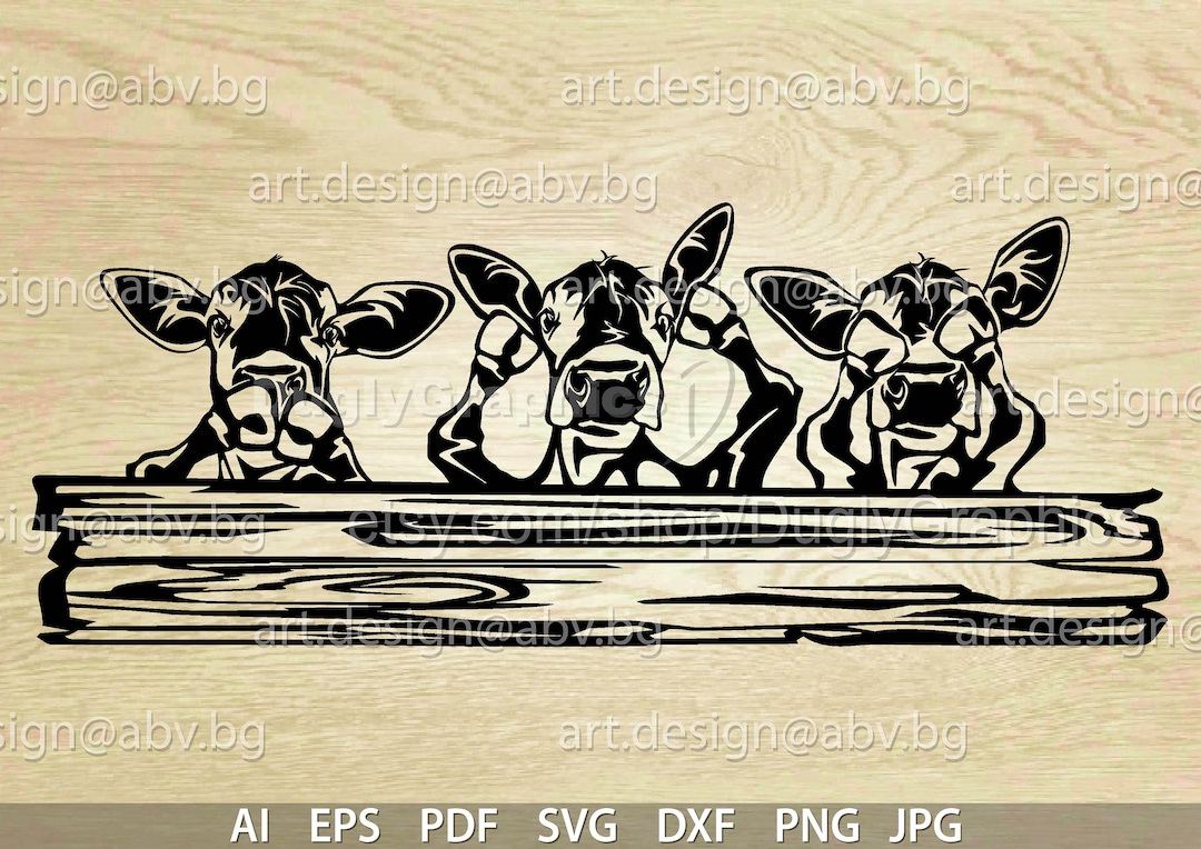 Three Wise Cows Vector Art: Speak Hear See No Evil (digital Download ...