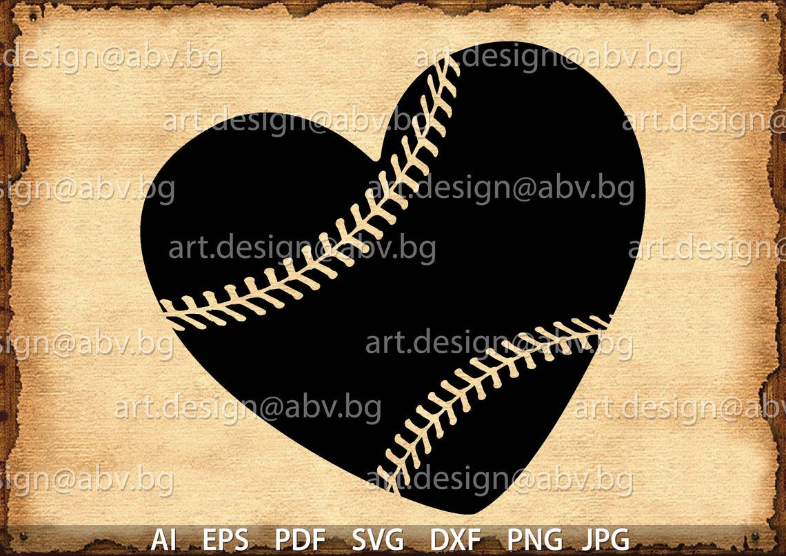 Vector HEART Baseball Stitches AI PNG eps pdf svg dxf | Etsy