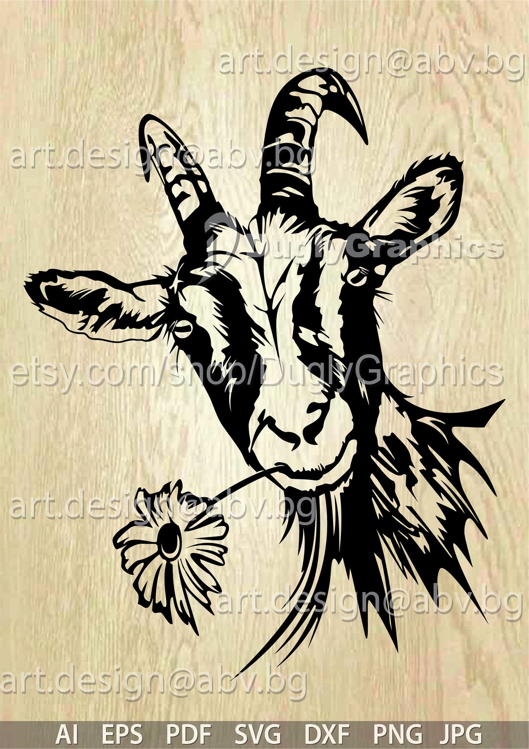Goat With Flower Vector Graphic (digital Download) - Etsy