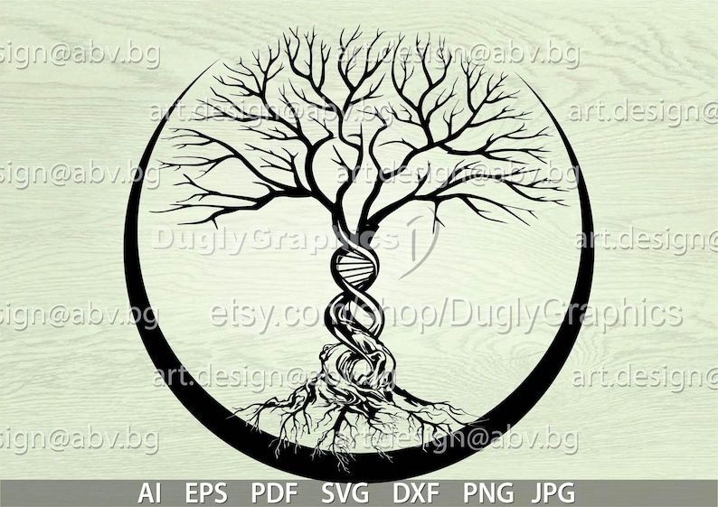 DNA Tree in Circle, AI Eps Pdf Svg Dxf Png Jpg Download Graphical Image ...