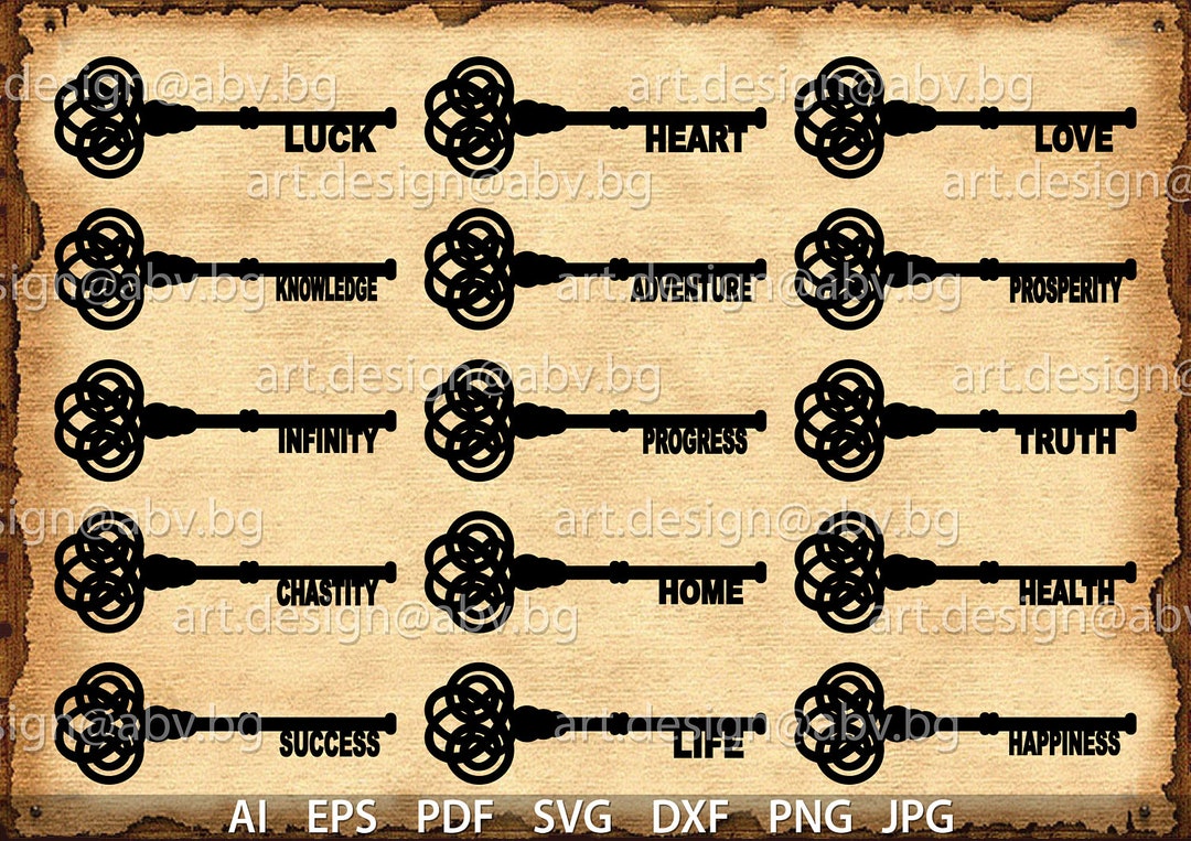 Vector Keys Bundle: Luck, Love, Adventure (digital Download) - Etsy