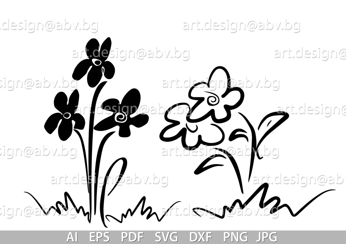 Vector FLOWERS AI Eps Pdf Svg Dxf PNG Jpg Download | Etsy