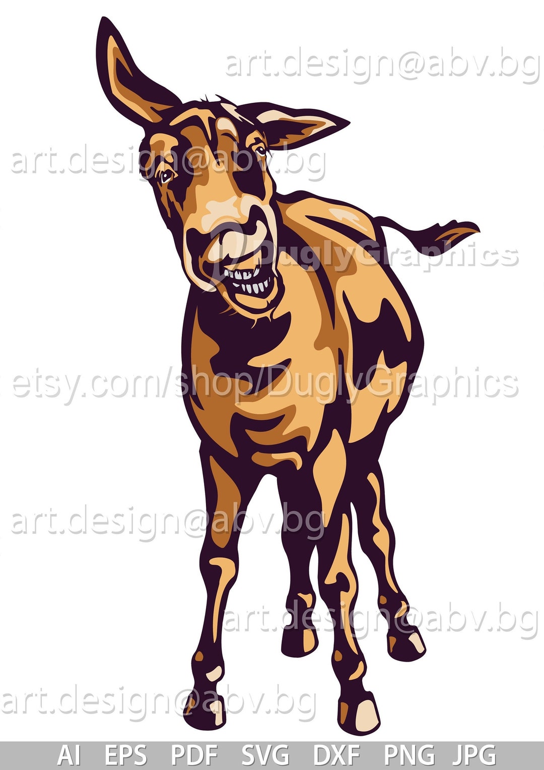 Vector SMILING DONKEY Colored Ai Png Eps Pdf Svg Dxf Jpg Download ...