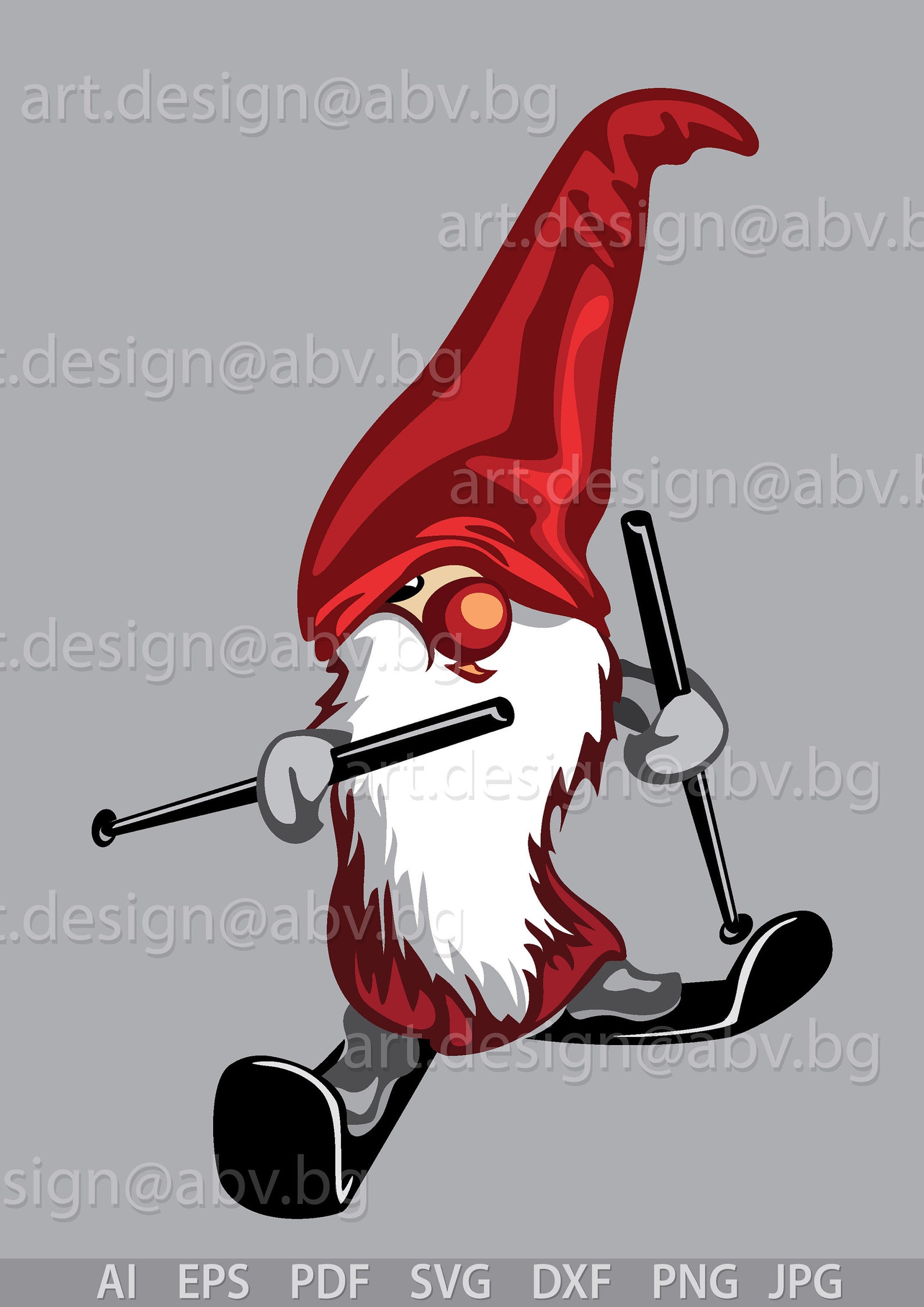 Vector GNOME Christmas Dwarf on Ski AI Pdf Eps Svg Dxf | Etsy