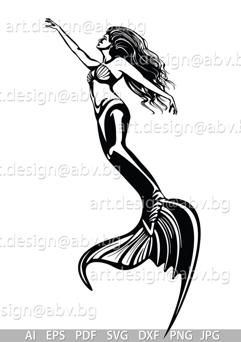 Vector MERMAID Nymph AI Eps Pdf Svg Dxf Png Jpg Image - Etsy